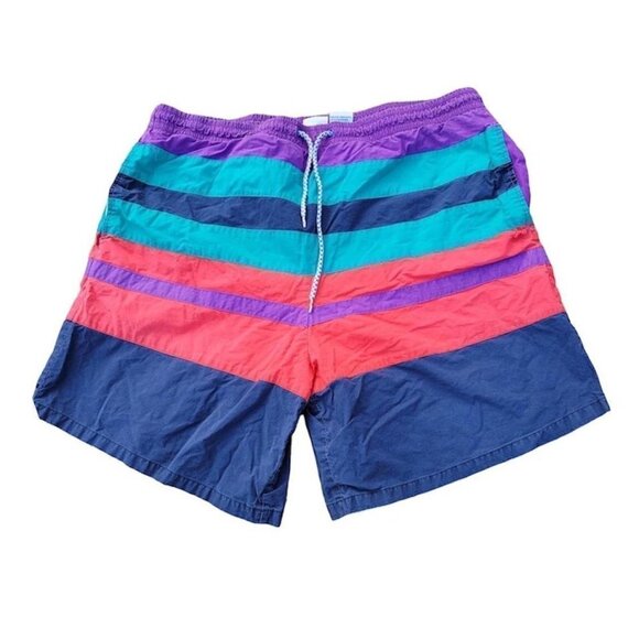 Vintage | Swim | Vintage 8s Colorblock Swim Trunks | Poshmark
